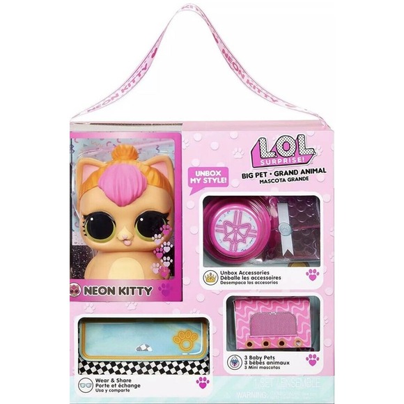 L.O.L. Surprise! | Toys | Lol Surprise Big Pet Neon Kitty With 5 ...